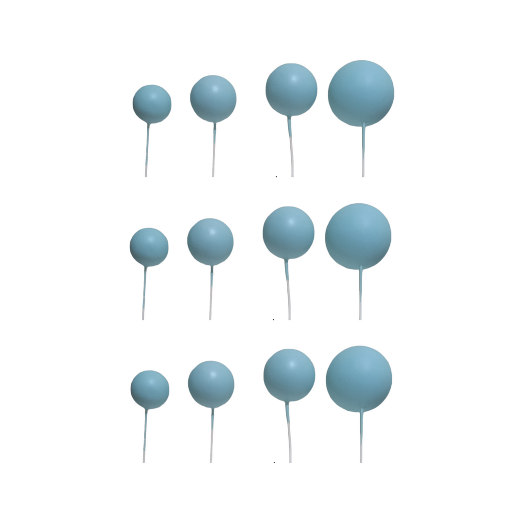 Coloured Ball Cake Toppers - Matt Light Blue (12 pack) – Cake Bake Decorate