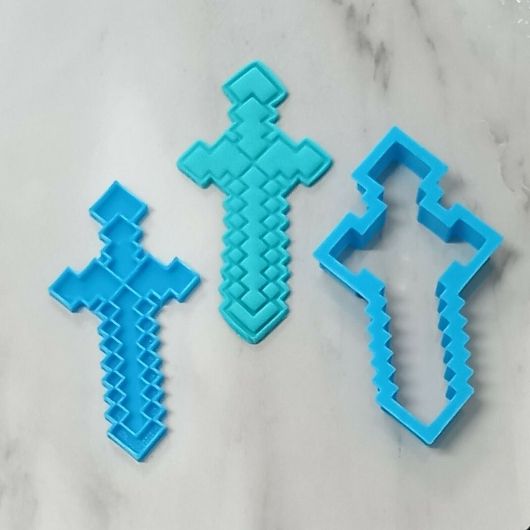 Minecraft Diamond Sword embosser & cutter set 10cm – Cake Bake Decorate